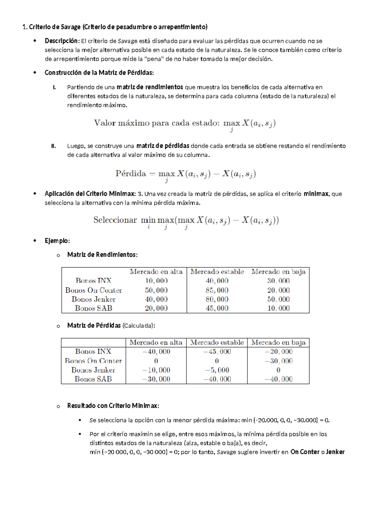 Resumen Lectura 4 - Modulo 2 - Criterio de Savage (Criterio de ...