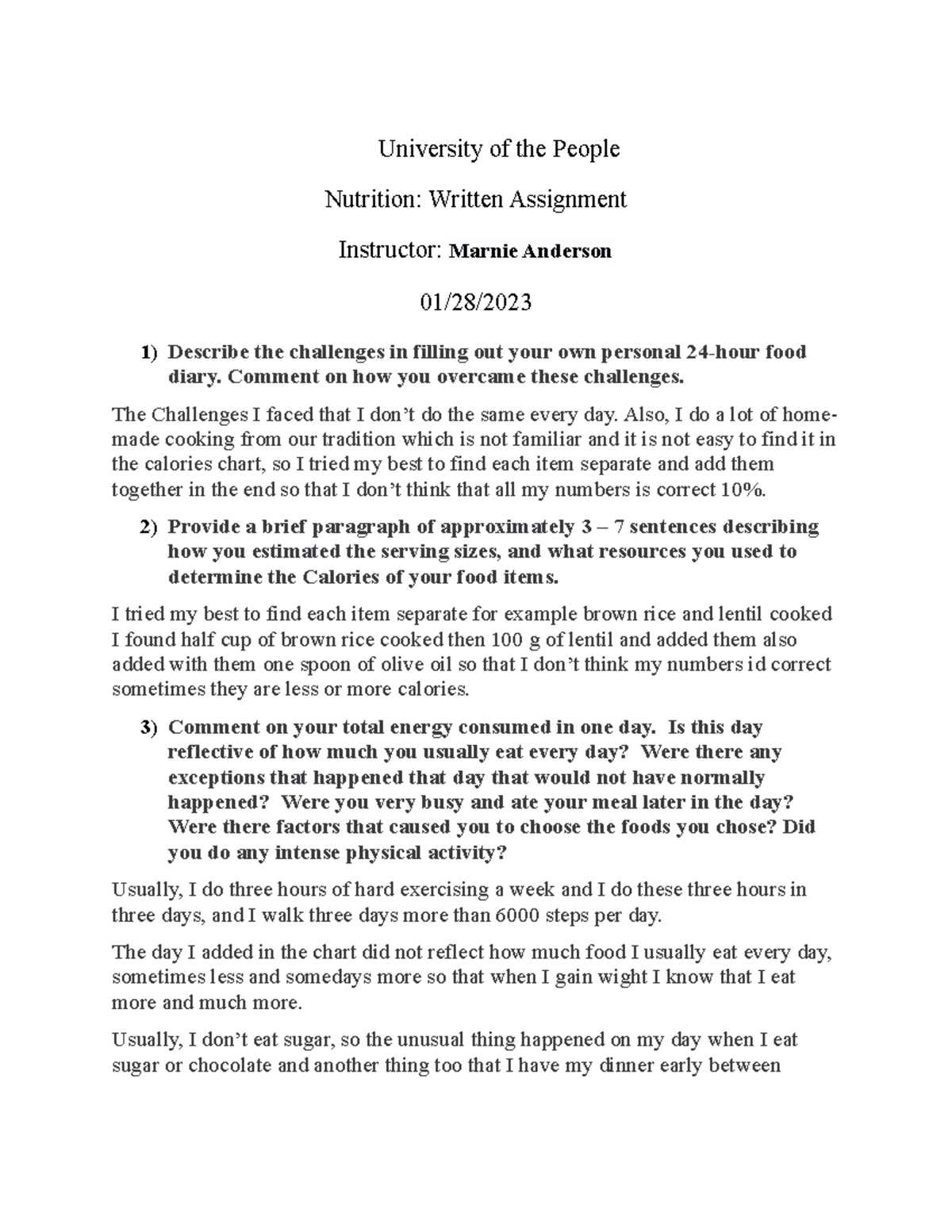 Written Assignment - good to review - University of the People ...