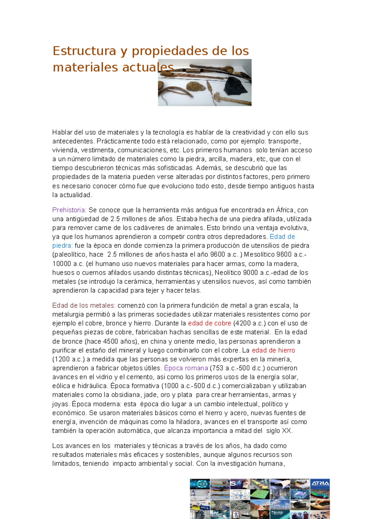 Estructura y propiedades de los materiales actuales - Estructura y ...