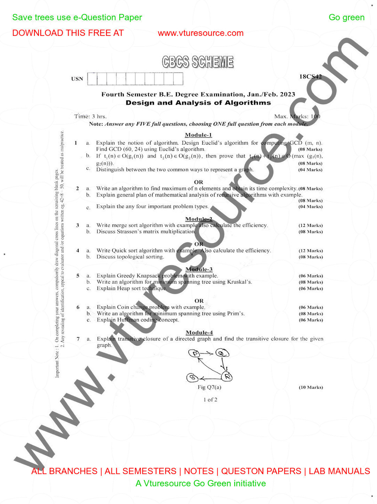 Feb-2023 - PYQ - design and algorithm analysis - Studocu
