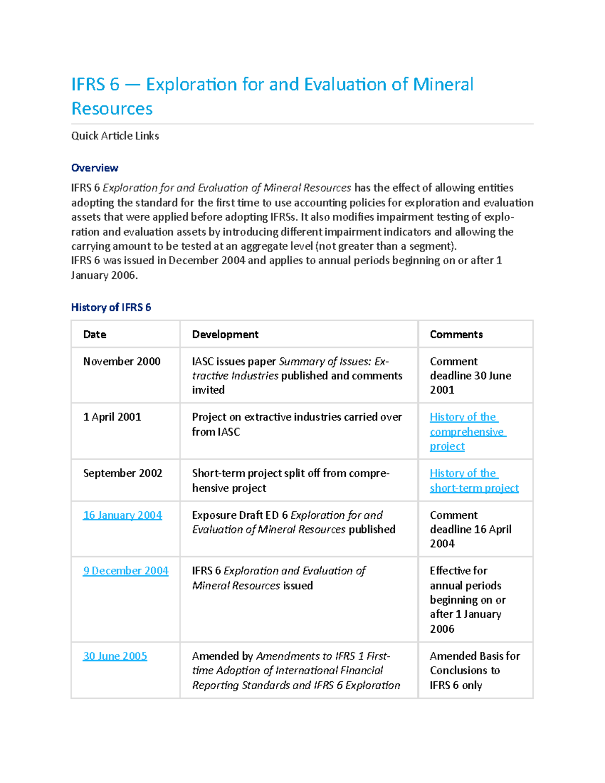 IFRS 6 (PAS 6) Exploration for and Evaluation of Mineral Resources ...