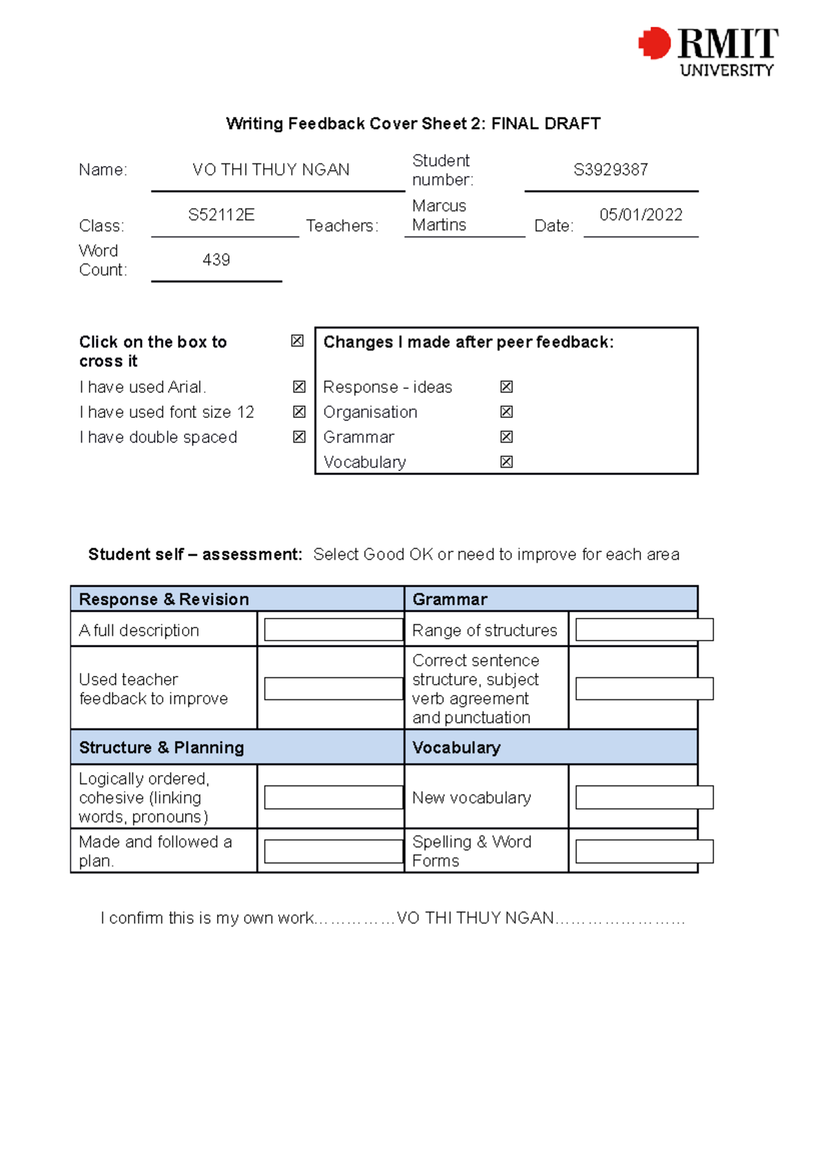 Võ Thị Thùy Ngân - Portfolio Writing Task 1 - Final draft - Writing ...