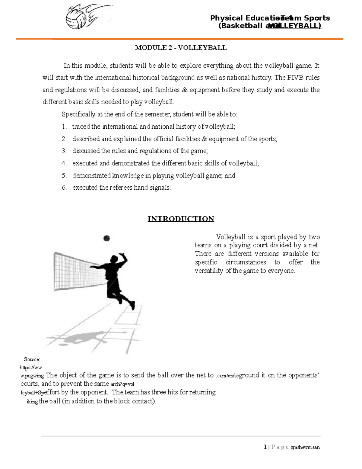 Volleyball module - (Basketball andVOLLEYBALL) MODULE 2 - VOLLEYBALL In ...