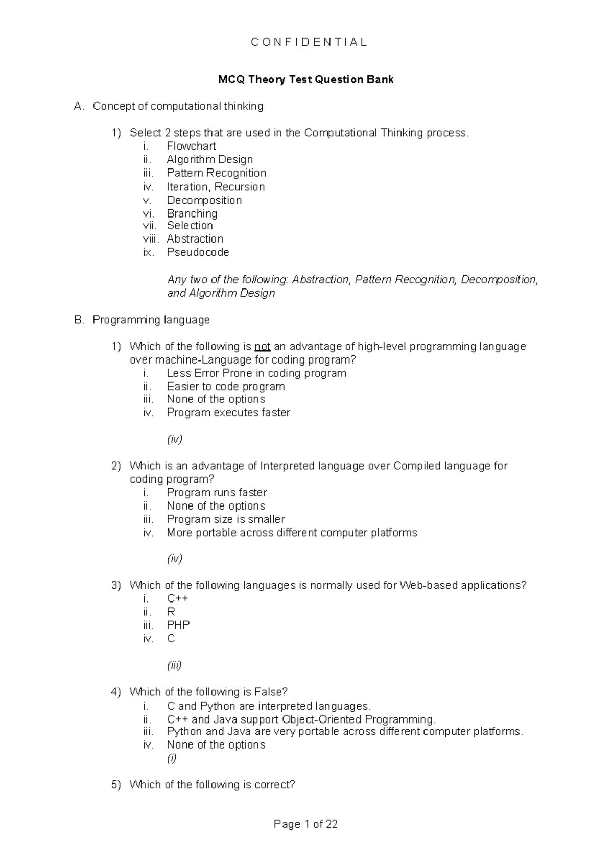 CV1014 MCQ Theory Test Question Bank - MCQ Theory Test Question Bank A ...