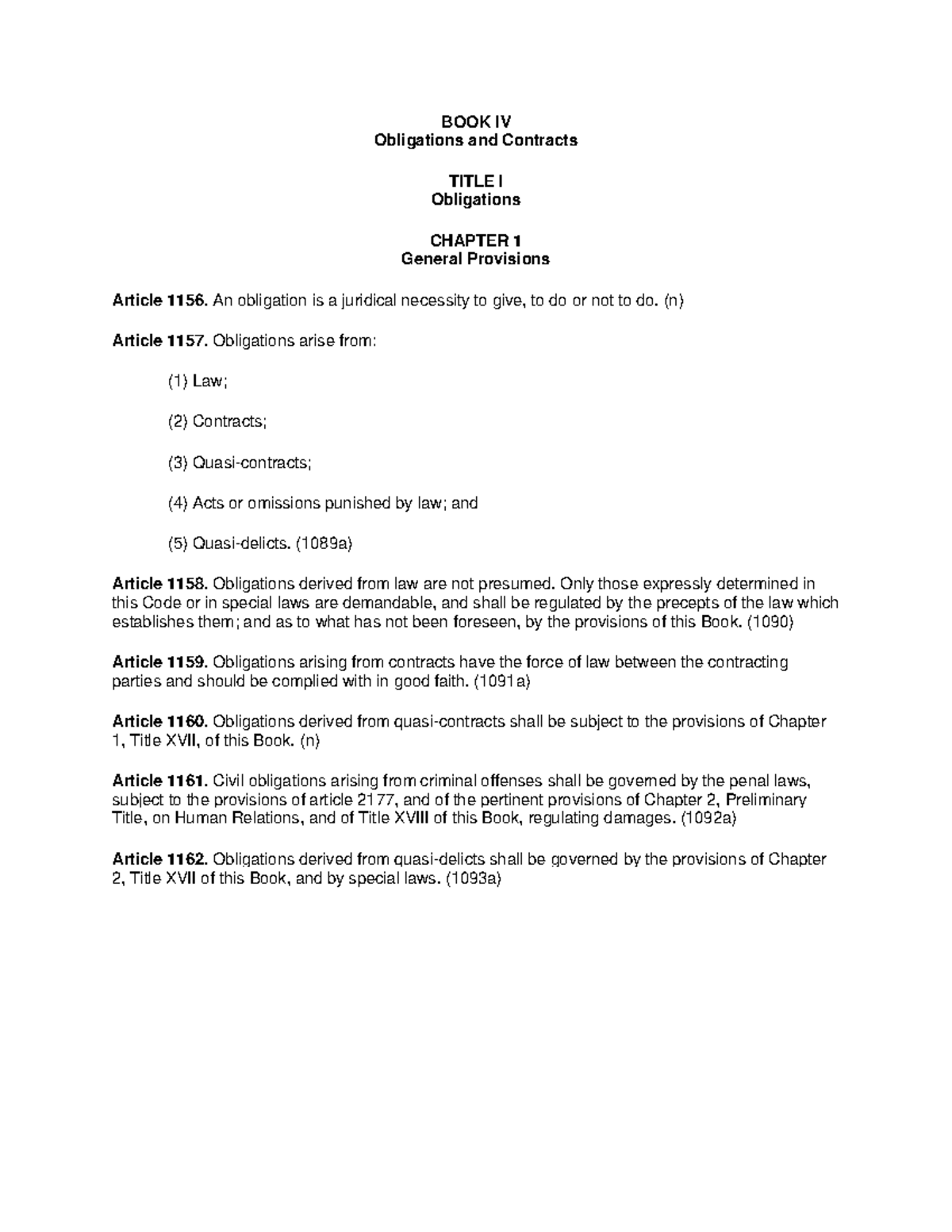 Art-1156-1173 - Statements. - BOOK IV Obligations and Contracts TITLE I ...