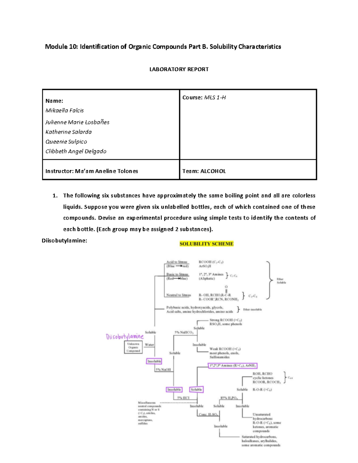 Alcohol Module 10 Lab Report - Module 10: Identification of Organic ...