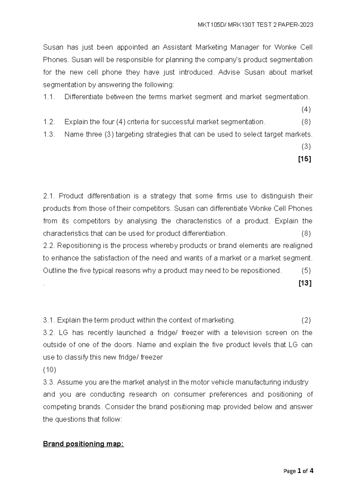 EXAM Revision Question Papers - Susan has just been appointed an ...