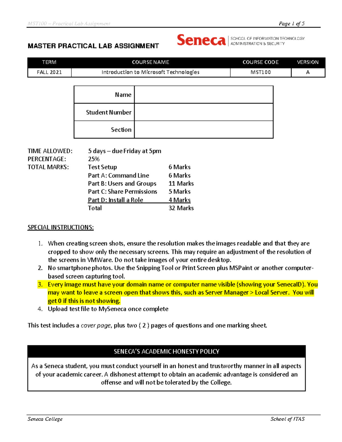 lab 5 practical lab - MASTER PRACTICAL LAB ASSIGNMENT TERM COURSE NAME COURSE CODE VERSION FALL ...