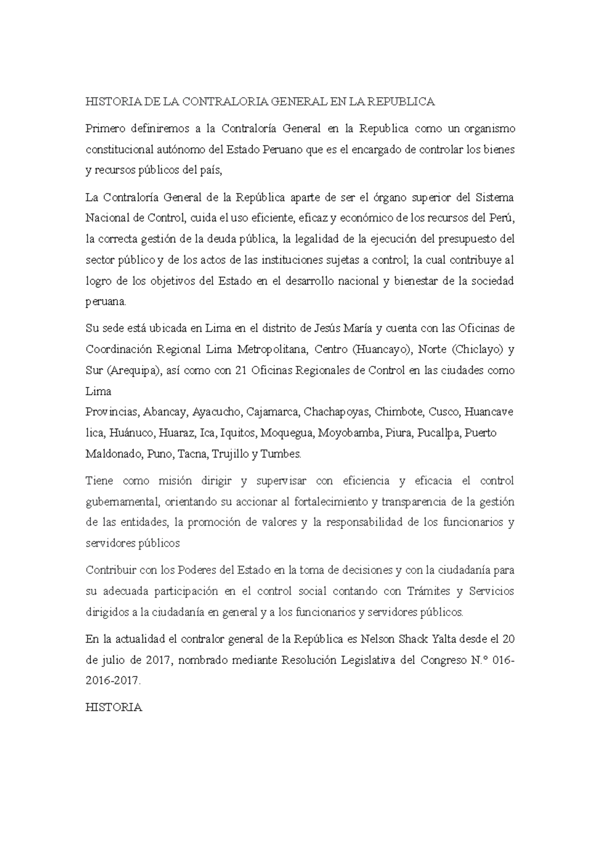 Historia DE LA Contraloria General EN LA Republica - HISTORIA DE LA CONTRALORIA GENERAL EN LA ...