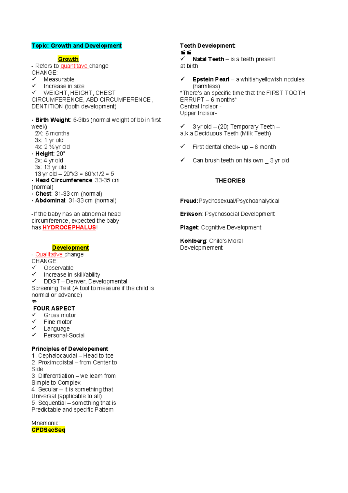 Growth dev(pedia) - none - Topic: Growth and Development Growth Refers ...