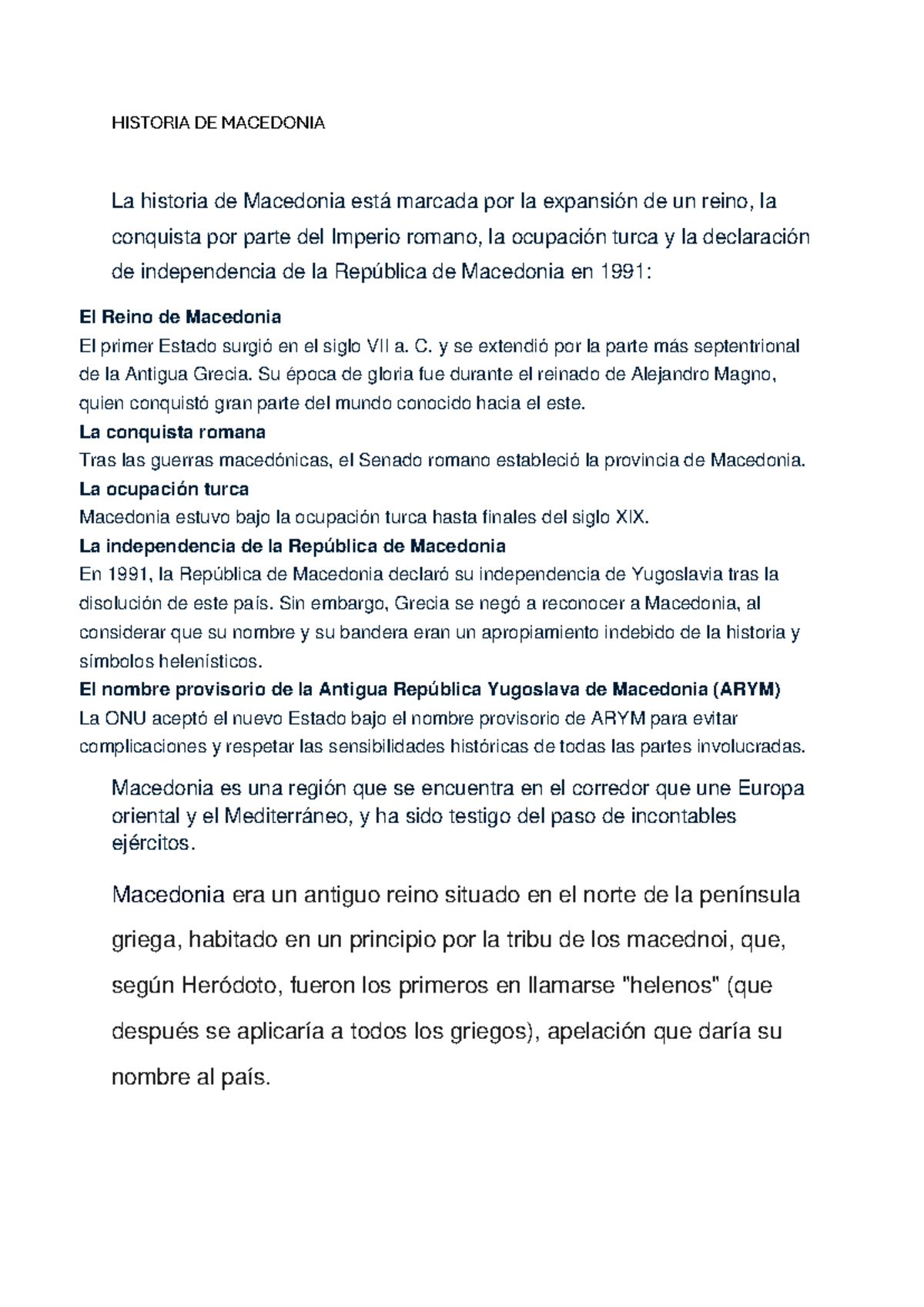 Historia de Macedonia - C. y se extendió por la parte más septentrional ...