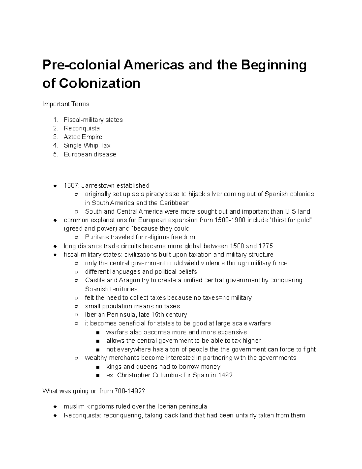 Pre-colonial Americas and the beginning of colonization - Pre-colonial ...