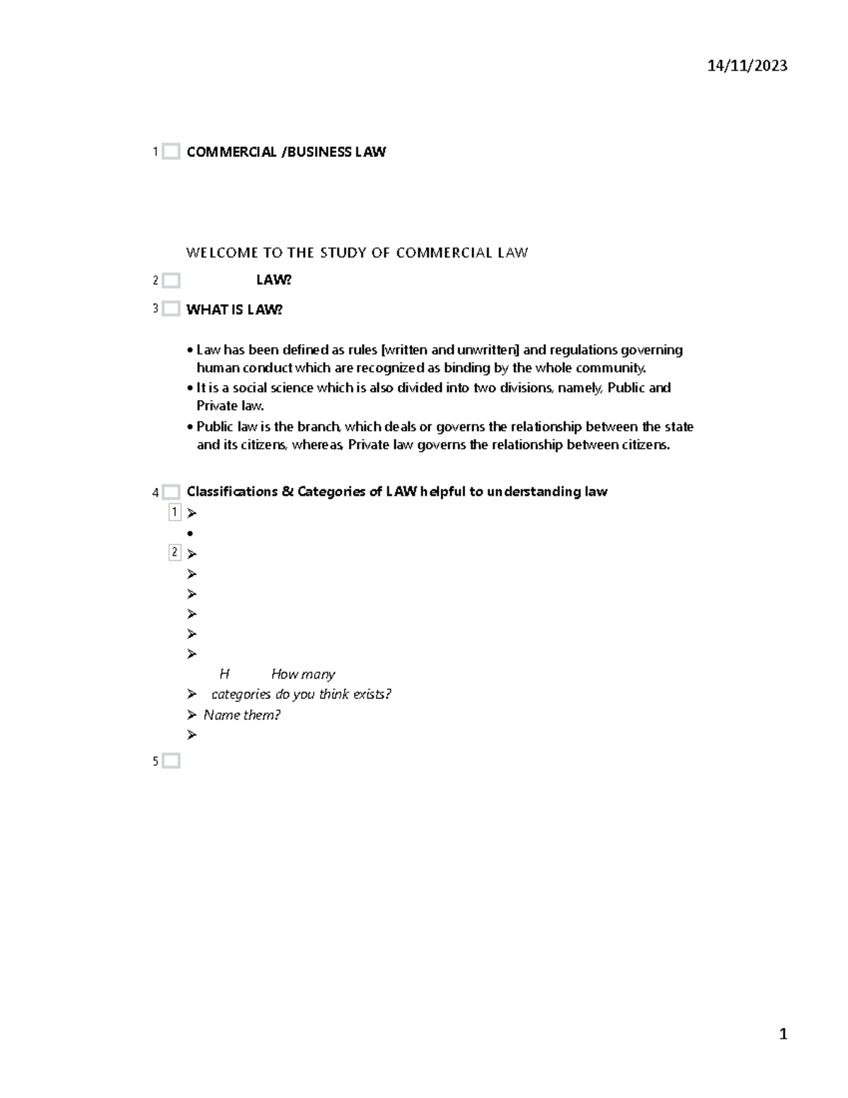 Commercial law notes pdf - COMMERCIAL /BUSINESS LAW WELCOME TO THE ...