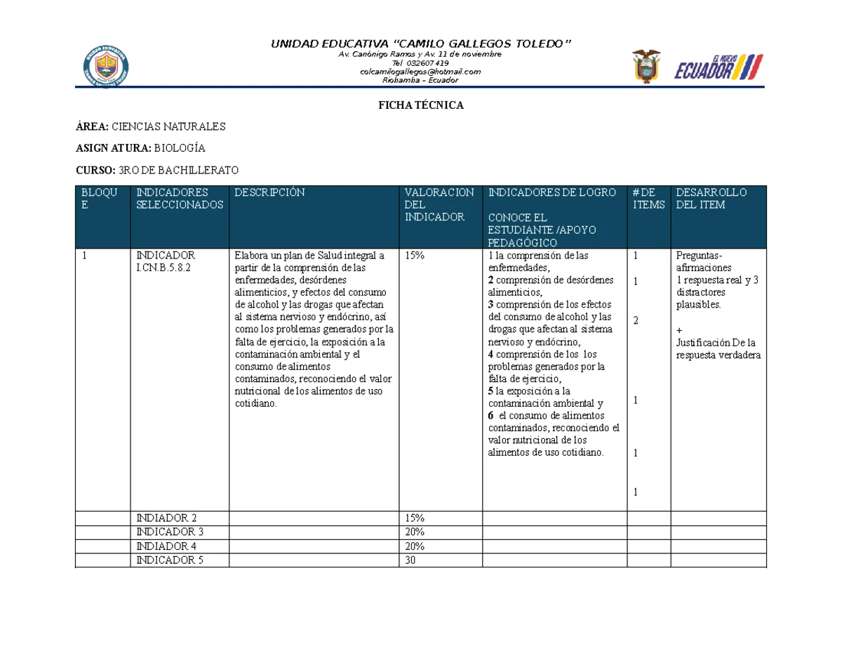 Planificaci+ô N DE Unidad DID+ü Ctica 03 Matem+ü TICA EGB Superior - UNIDAD EDUCATIVA “CARDENAL ...