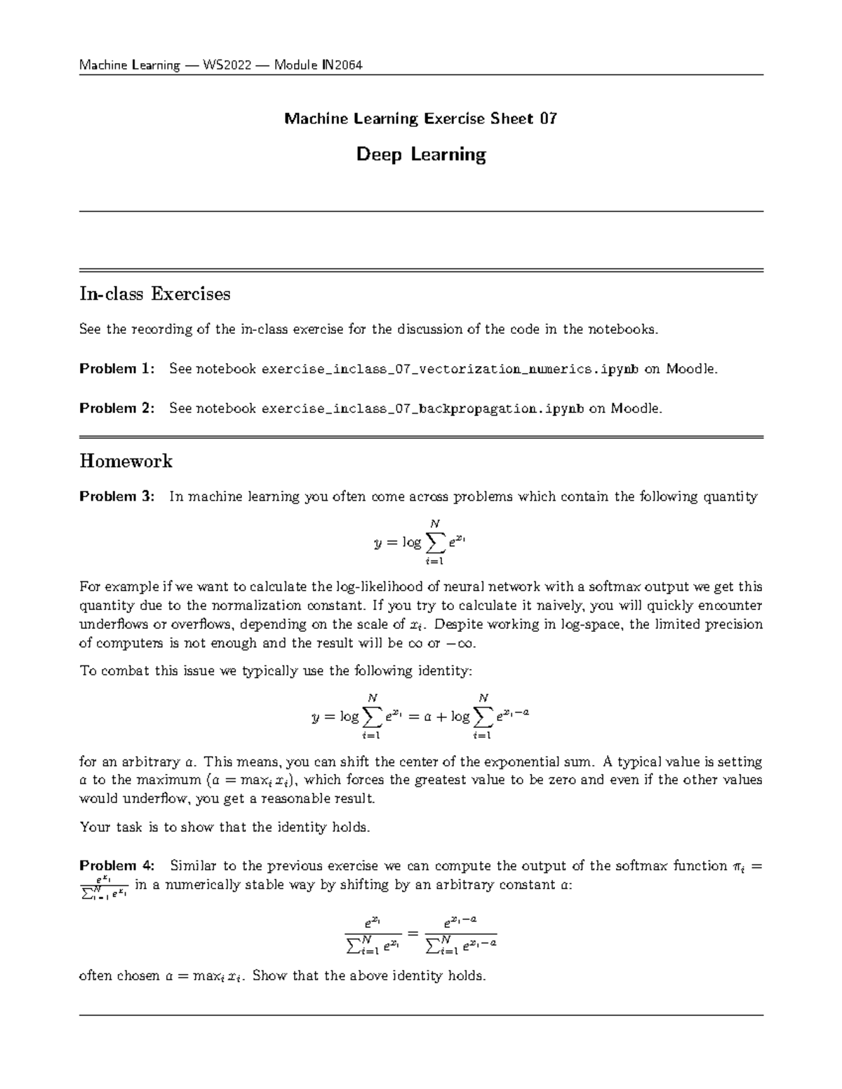 Exercise 07 Deep Learning Machine Learning — Ws2022 — Module In Machine Learning Exercise 