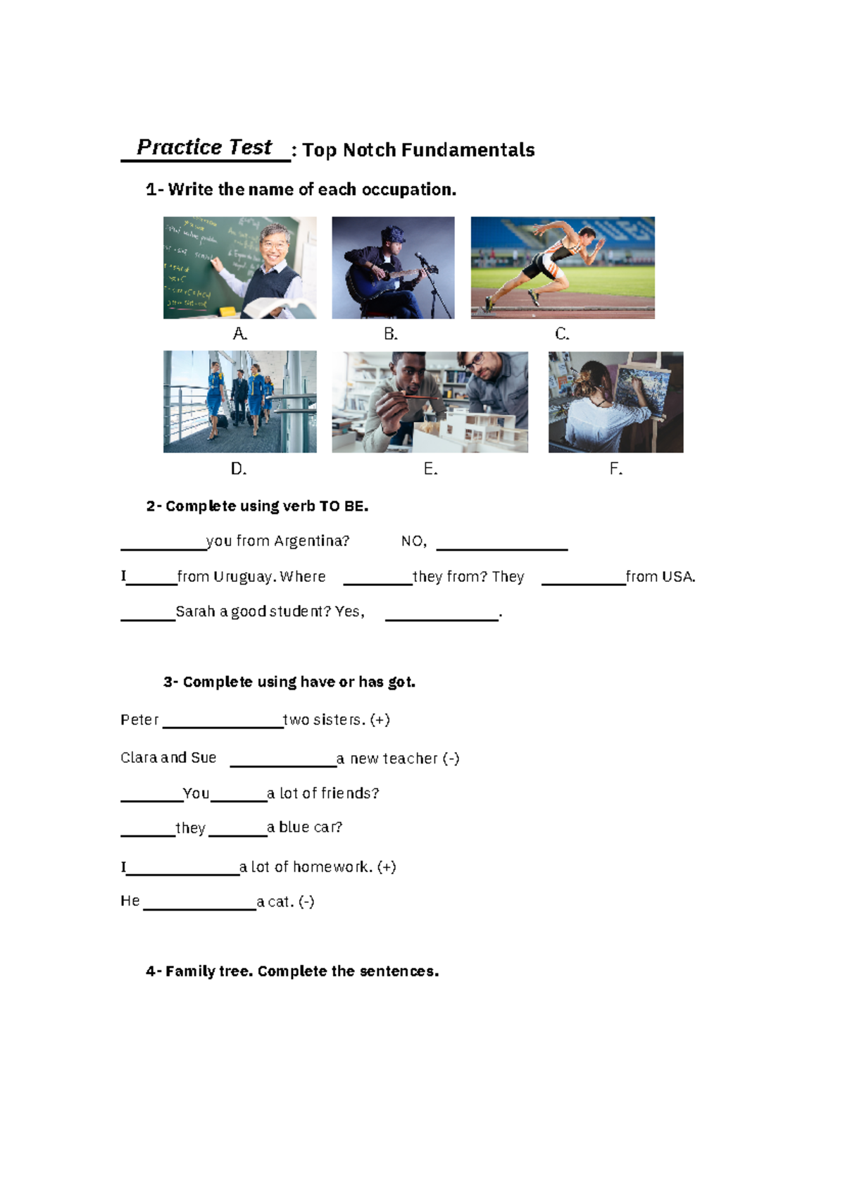 Top Notch Practice tests - Practice Test : Top Notch Fundamentals 1 ...