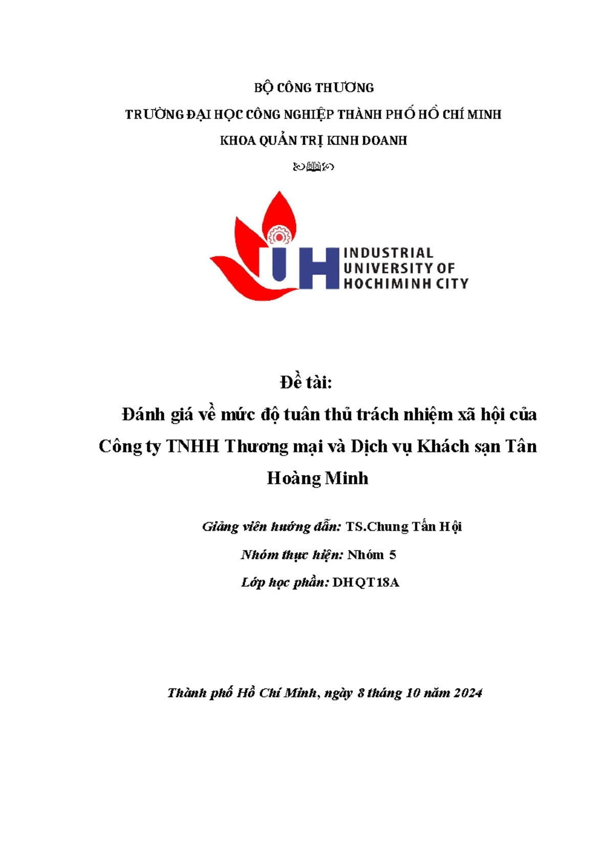 TK DDKD N5 - bài tập - B Ộ CÔNG TH ƯƠNG TR ƯỜNG Đ ẠI H ỌC CÔNG NGHI ỆP ...