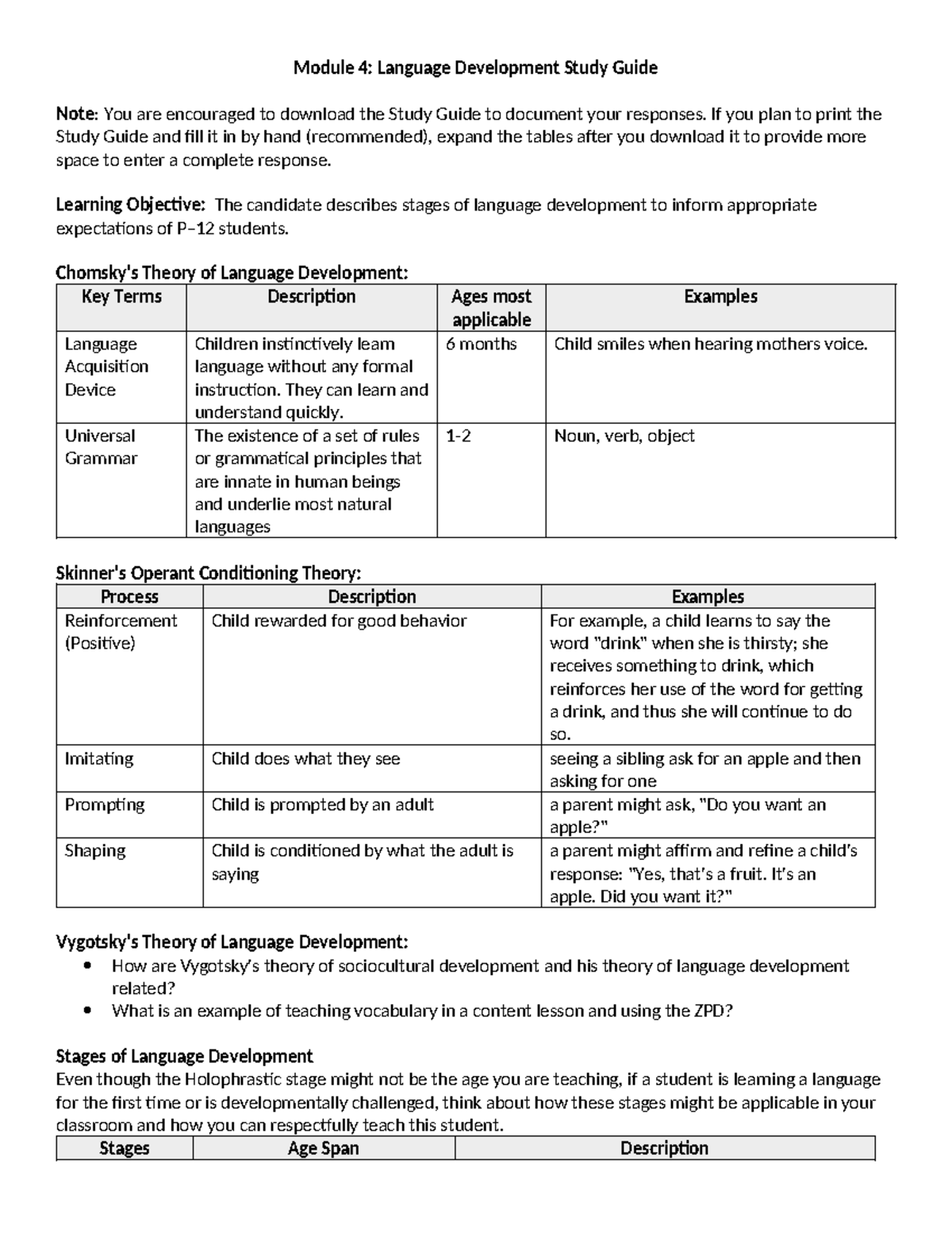 D094 d307 m4 study guide - Module 4: Language Development Study Guide ...