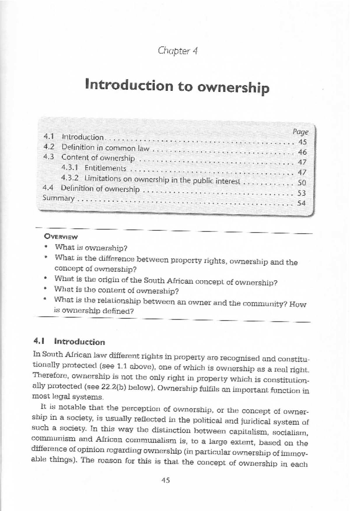Chapter 4-Introduction to ownership - Property Law - Studocu