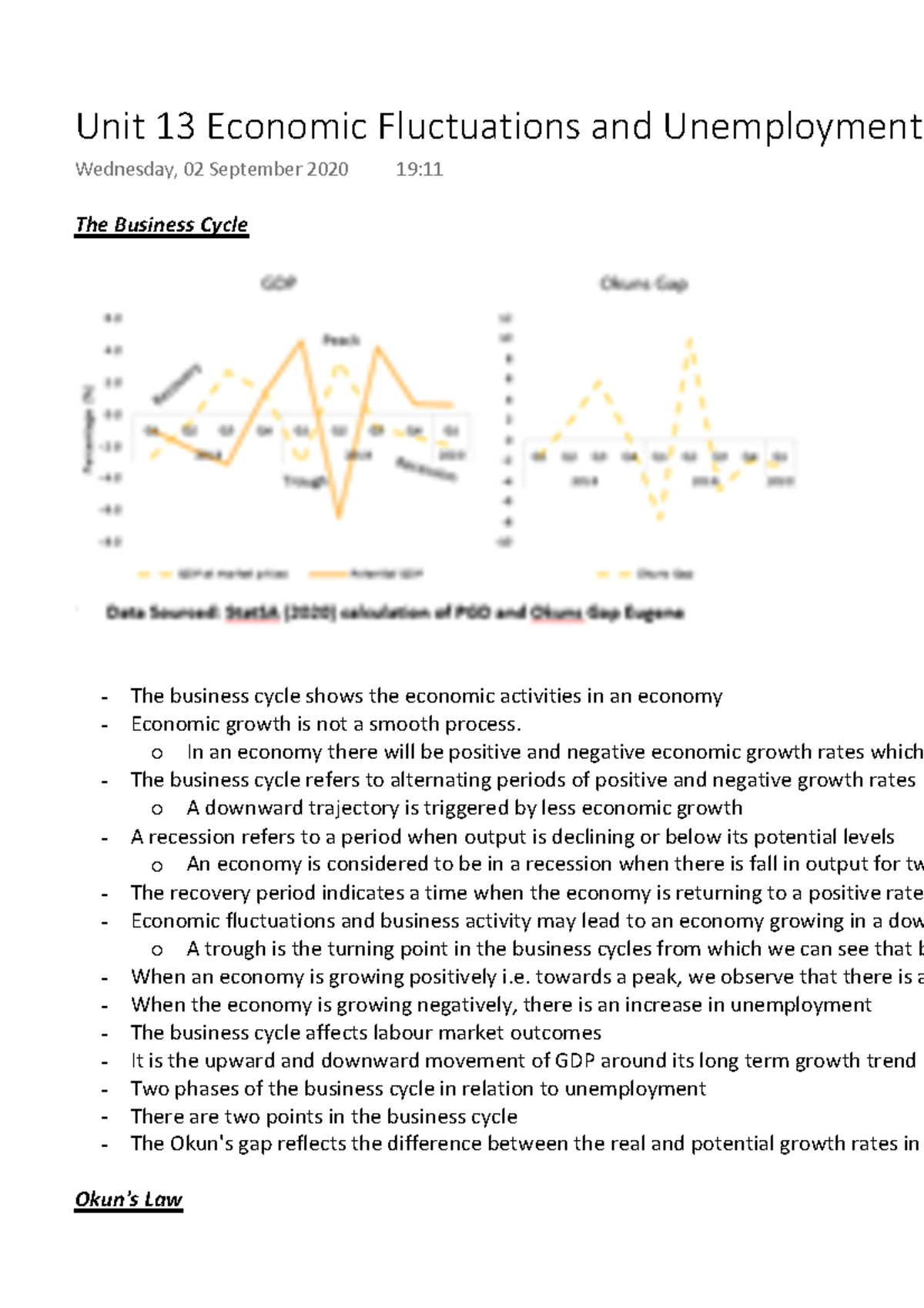 Unit 13 Economic Fluctuations and Unemployment - The Business Cycle The ...