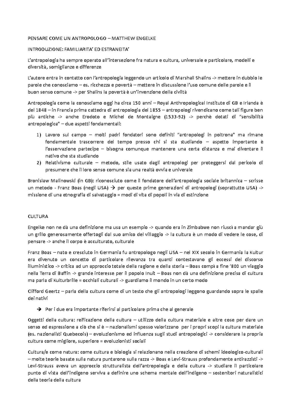 Appunti antropologia - PENSARE COME UN ANTROPOLOGO – MATTHEW ENGELKE ...