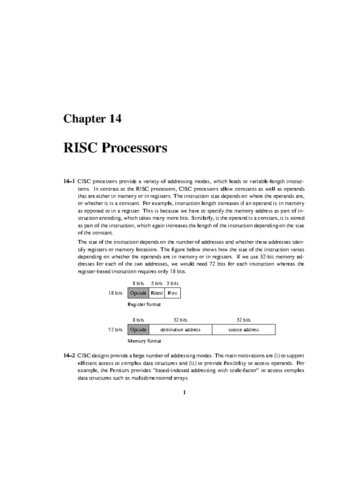 Arch book solution ch14 - RISC Processors 14–1 CISC processors provide ...