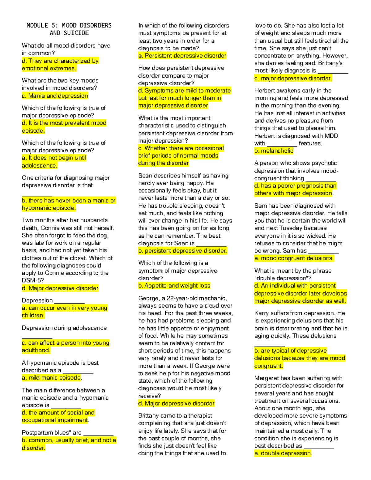 Reviewer Chapter 5 MOOD - MODULE 5: MOOD DISORDERS AND SUICIDE What do ...
