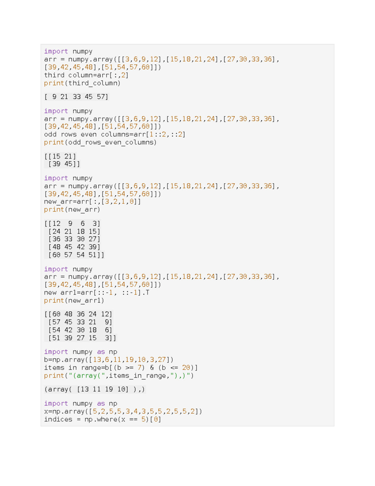 FDS Tutorial 1 - import numpy arr = numpy([[ 3 , 6 , 9 , 12 ],[ 15 , 18 ...