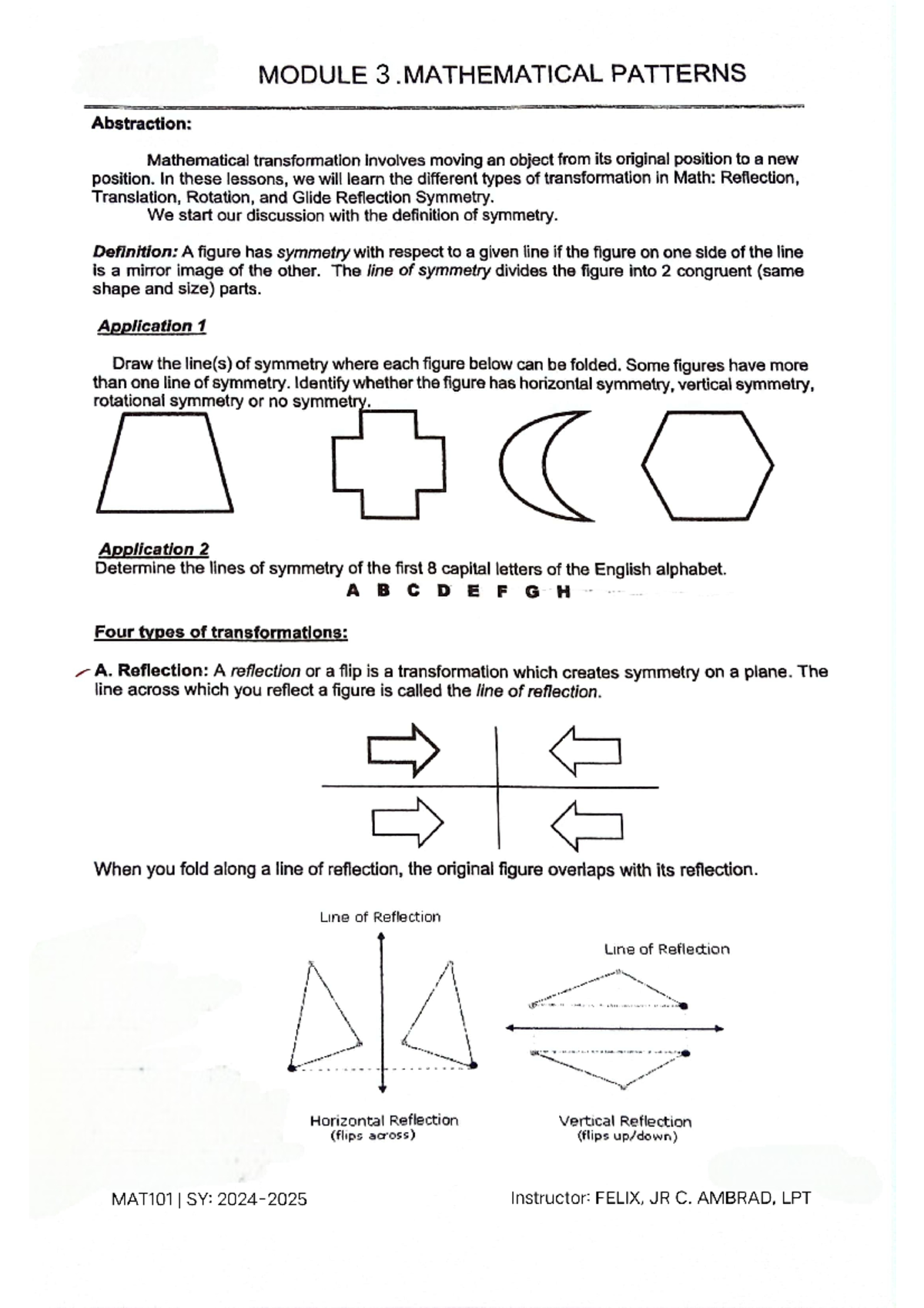 Module 3 Mathematical Patterns - MODULE 3 MATHEMATICAL PATTERNS ...