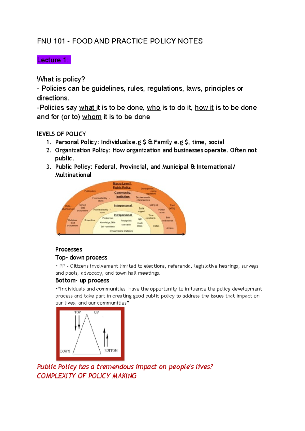 FNU 101 - FOOD AND Practice Policy Notes - ####### FNU 101 - FOOD AND ...