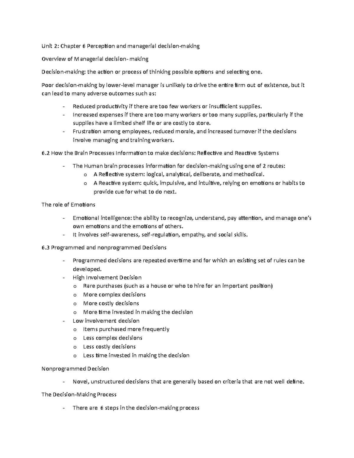 Perception and Managerial Decision Making - Studocu