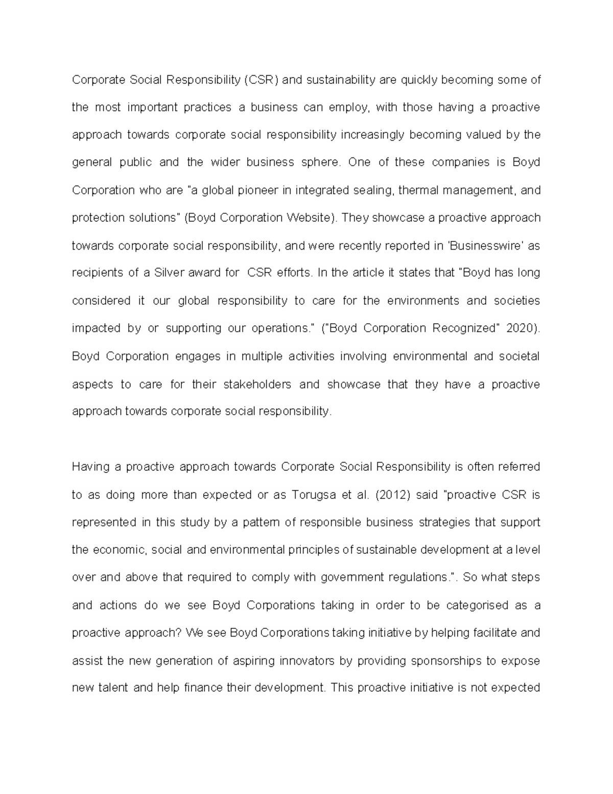 CSR essay bus101 decent - Corporate Social Responsibility (CSR) and ...