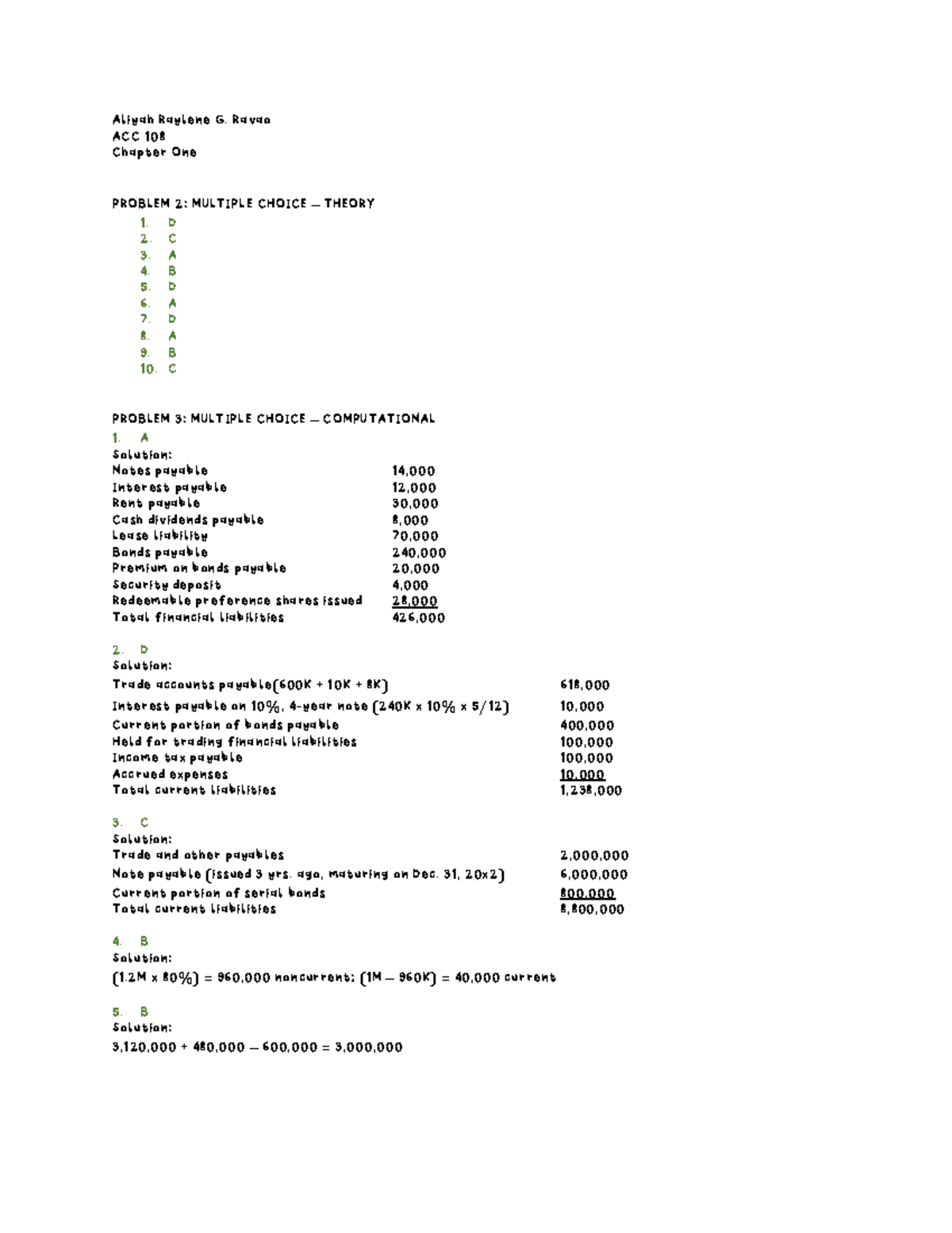 ACC 108 - Chapter 1 (Multiple Choice) - Aliyah Raylene G. Ravao ACC 108 ...