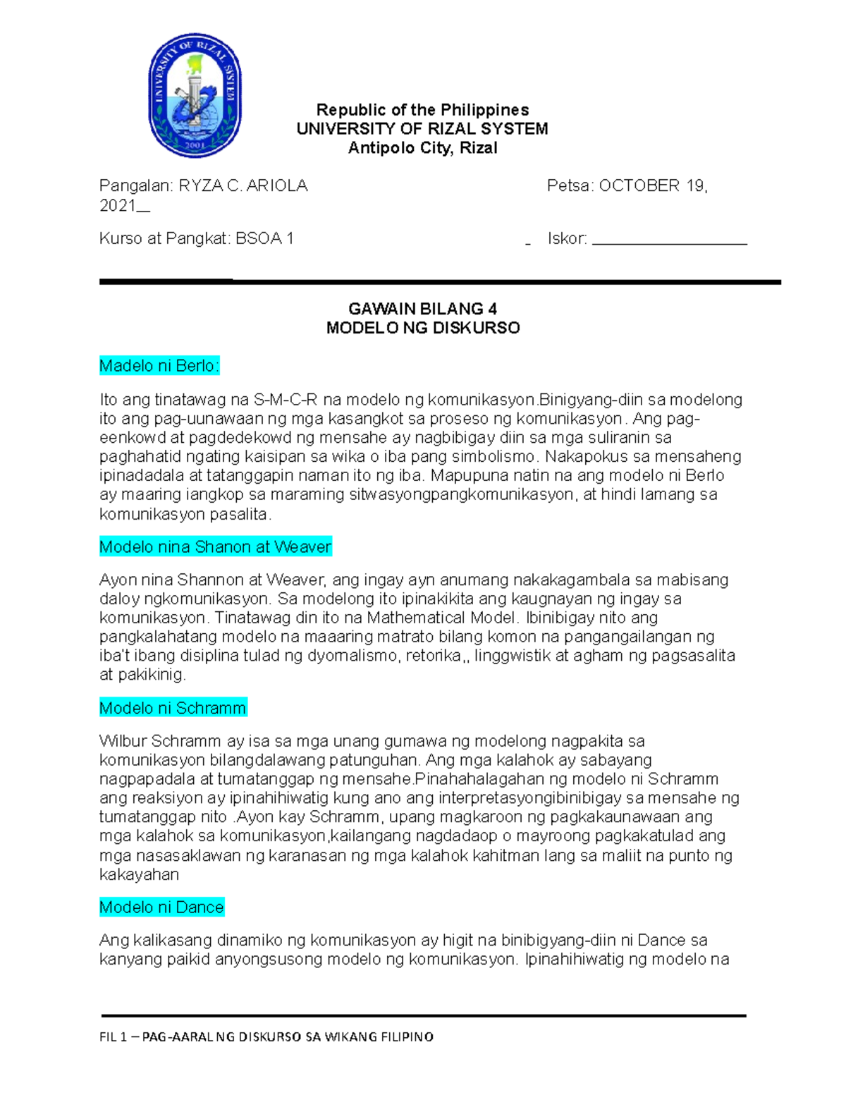 EME LANG TO PROMISE - Republic of the Philippines UNIVERSITY OF RIZAL ...