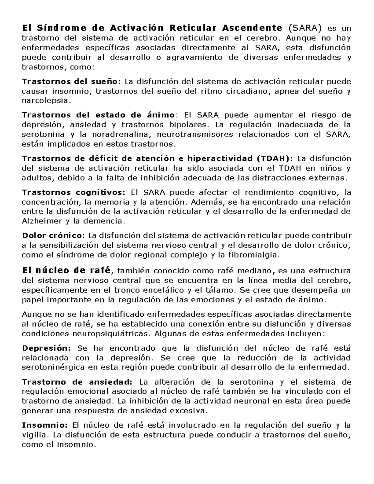 Tarea Morfo - SARA, Núcleo de Rafe, Núcleo Cerúleo, Parálisis Facial ...