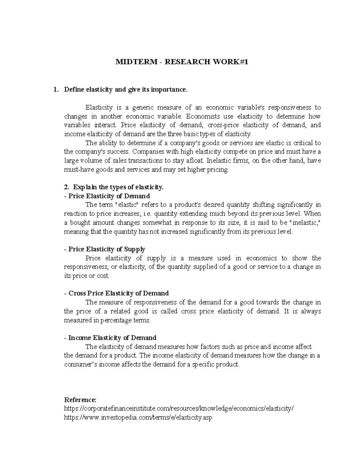 ECO C023 Basic Microeconomics Midterm Research Work 1 - MIDTERM ...