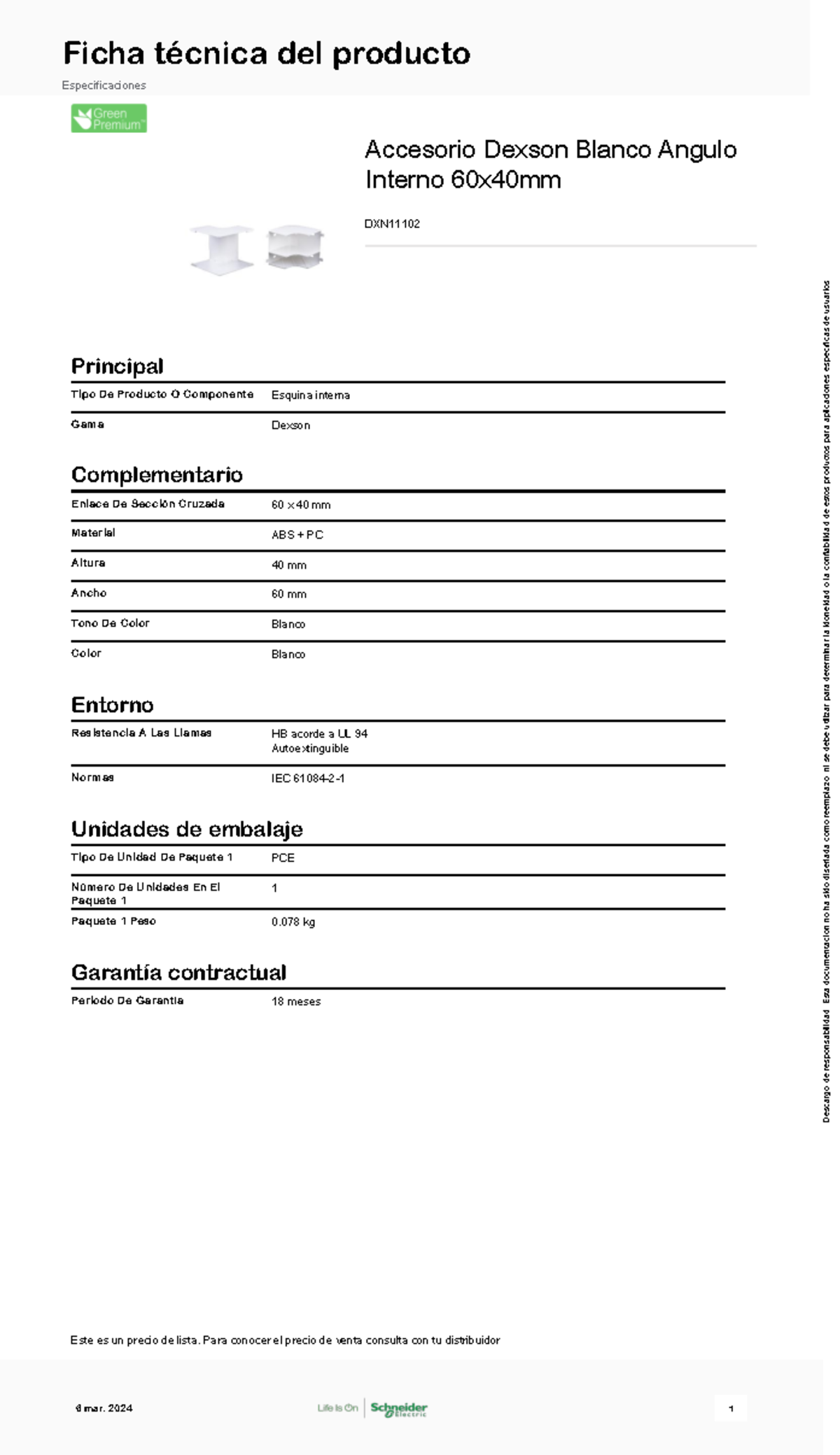 Schneider Electric Dexson DXN11102 - Accesorio Dexson Blanco Angulo ...