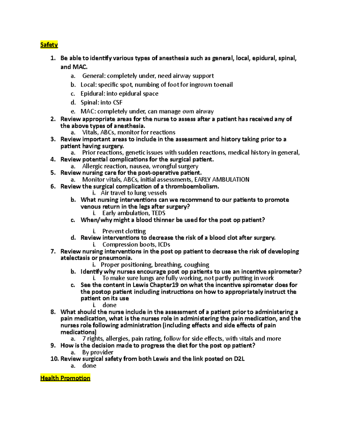 Exam 1 Reading Questions - Safety Be able to identify various types of ...