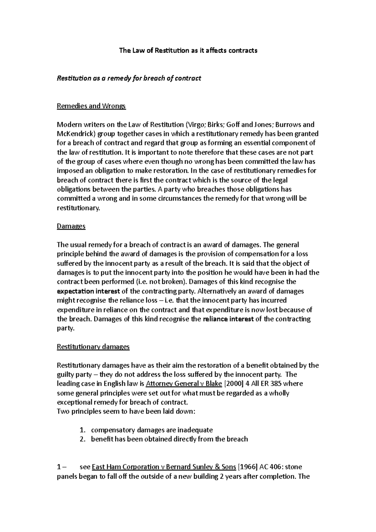 The Law of Restitution as it affects contracts - The Law of Restitution ...
