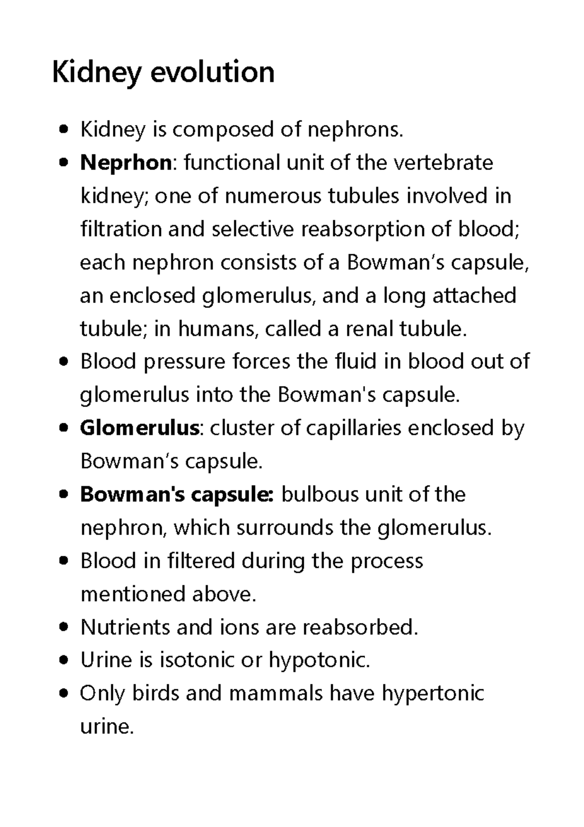 5. Osmoregulatory Organs - Kidney evolution Kidney is composed of ...