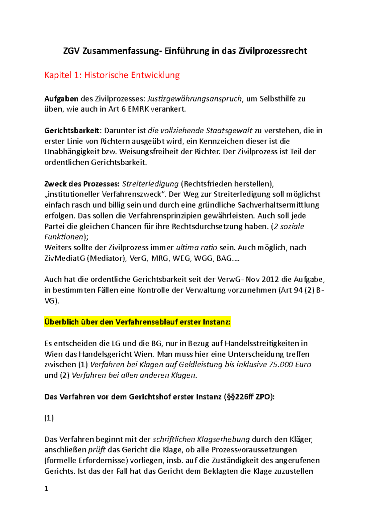 ZGV Zusammenfassung - Gerichtsbarkeit: Darunter ist die vollziehende ...