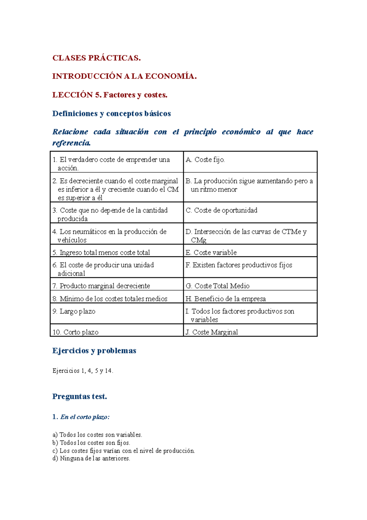 Práctica tema 5 - Practica economia - CLASES PRÁCTICAS. INTRODUCCIÓN A ...