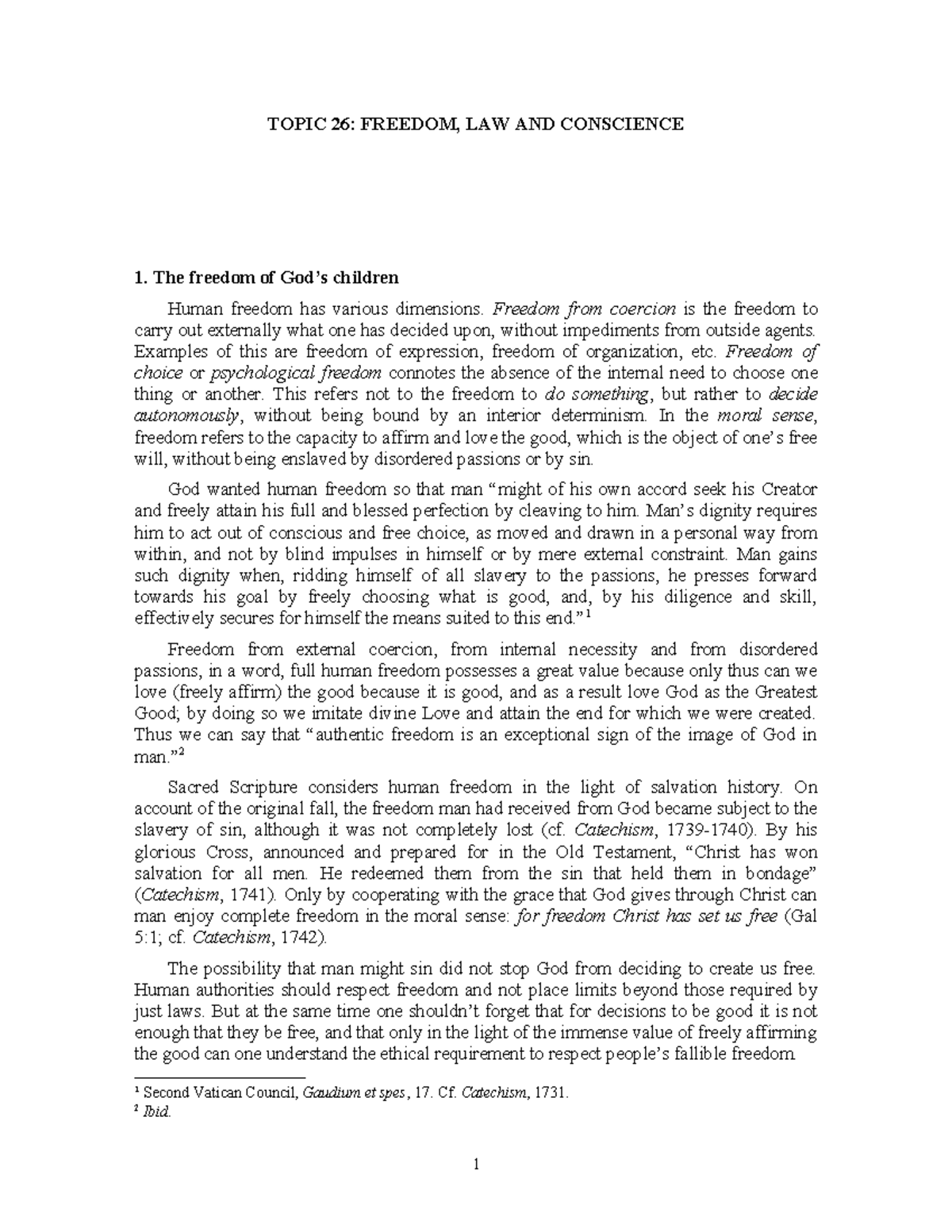 3 Freedom, law and conscience - TOPIC 26: FREEDOM, LAW AND CONSCIENCE ...