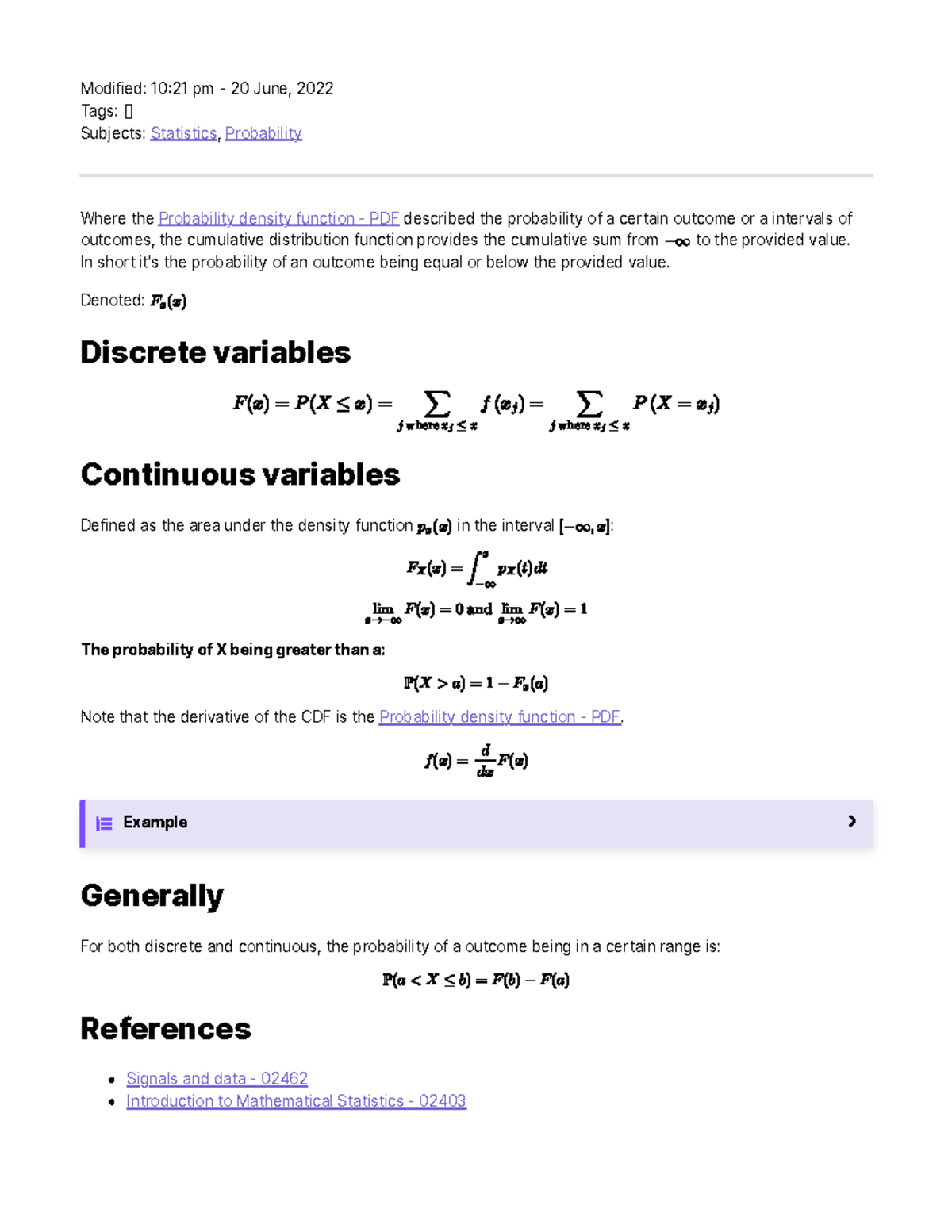 Cumulative distribution function - CDF - Modified: 1021 pm 20 June ...