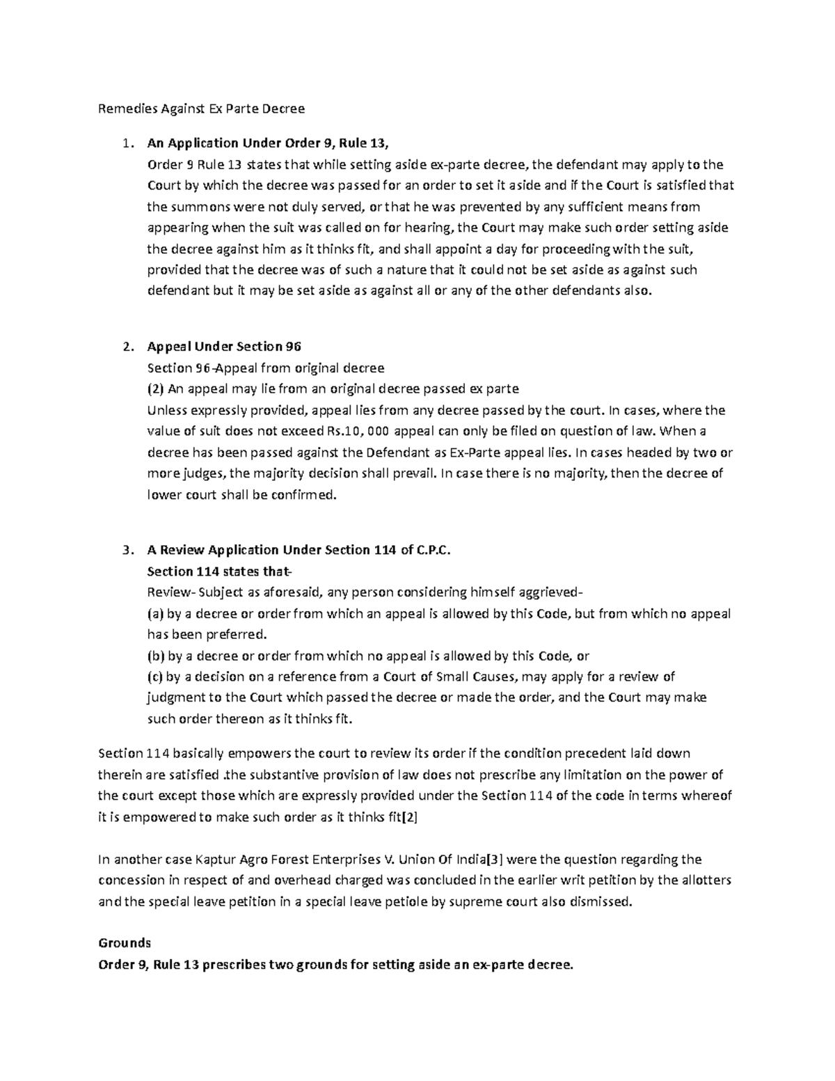 Remedies Against Ex Parte Decree part 2 - Remedies Against Ex Parte Decree 1. An Application ...