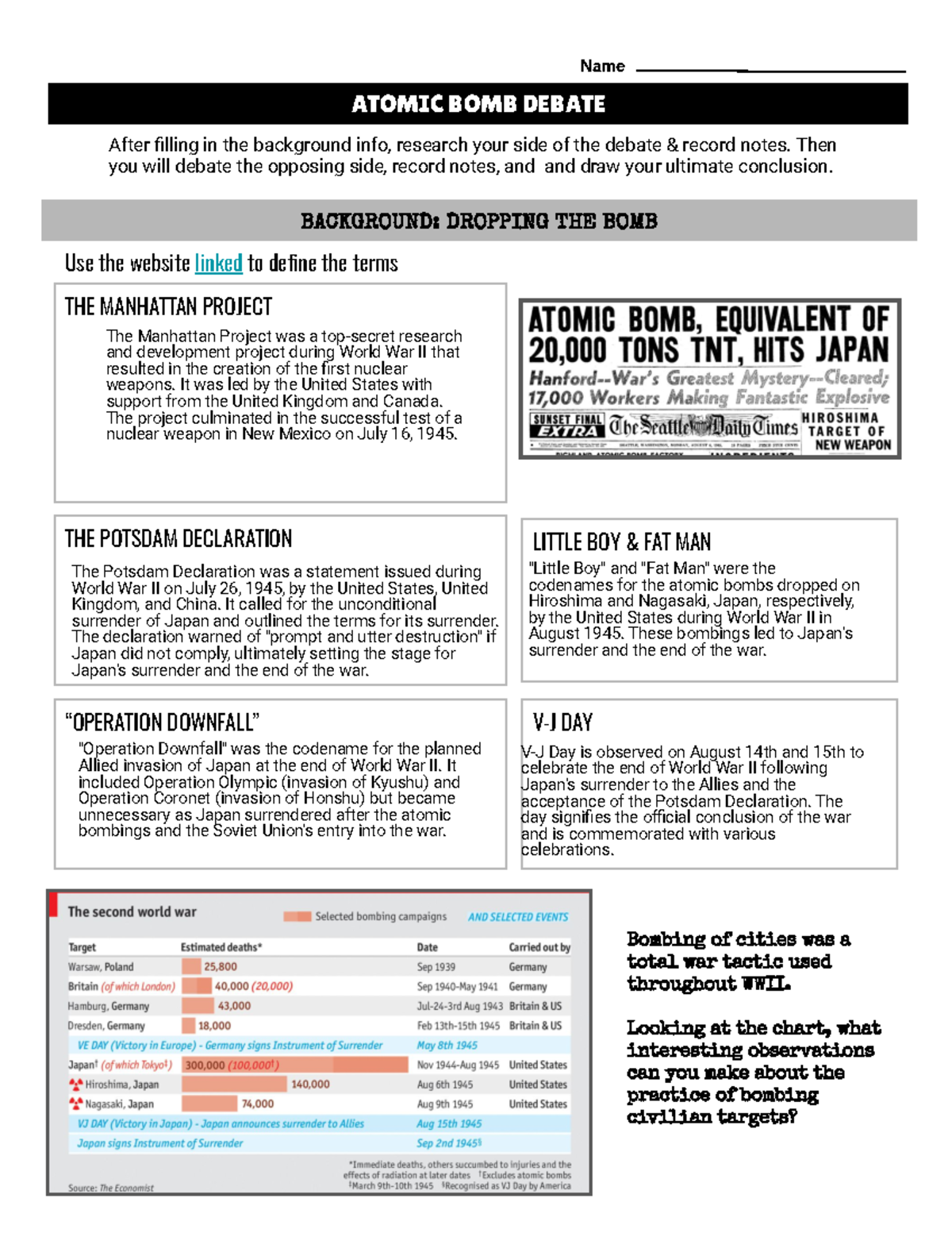 Kami Export - Copy of Atomic Bomb Debate - ATOMIC BOMB DEBATE Name ...