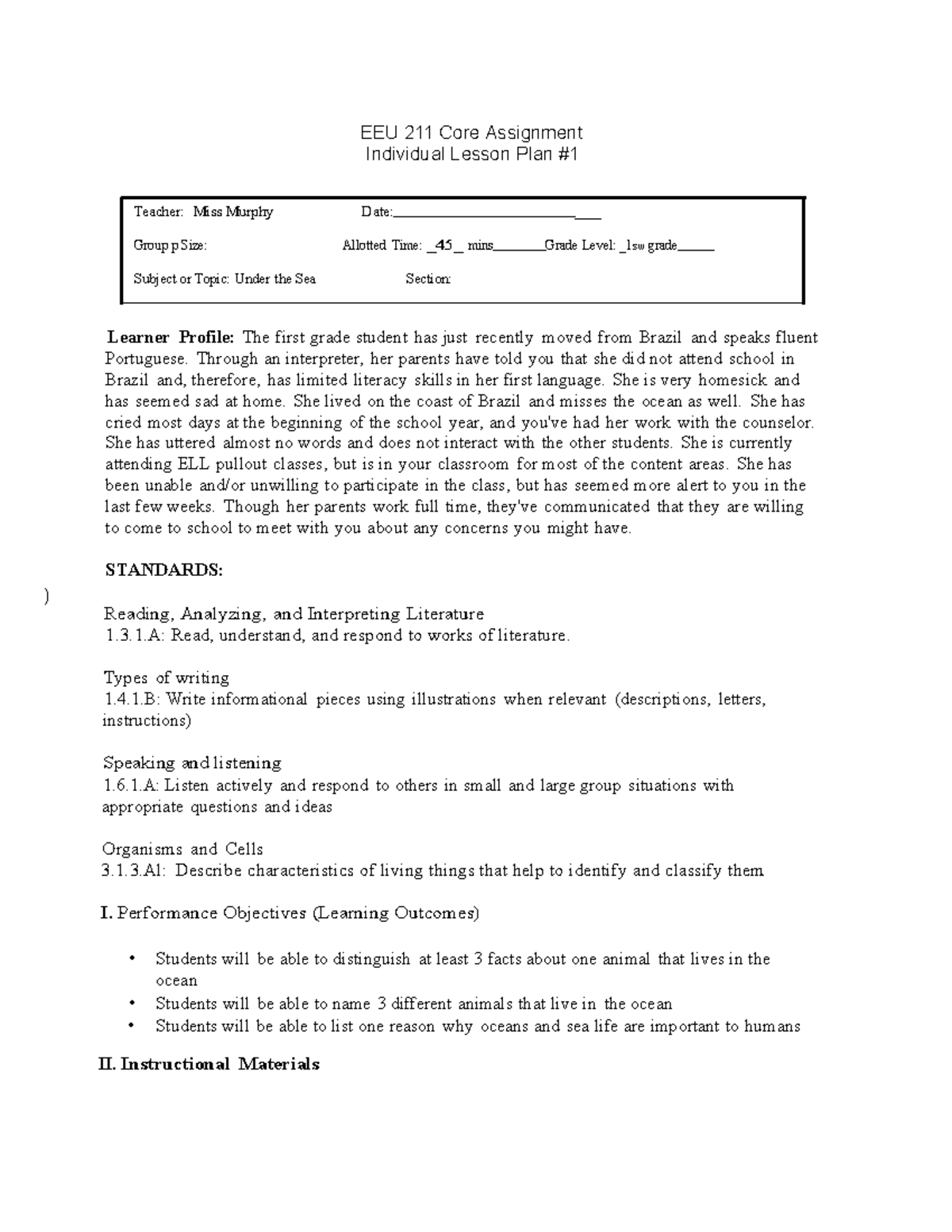 EEU 211 Core Assignment - EEU 211 Core Assignment Individual Lesson ...