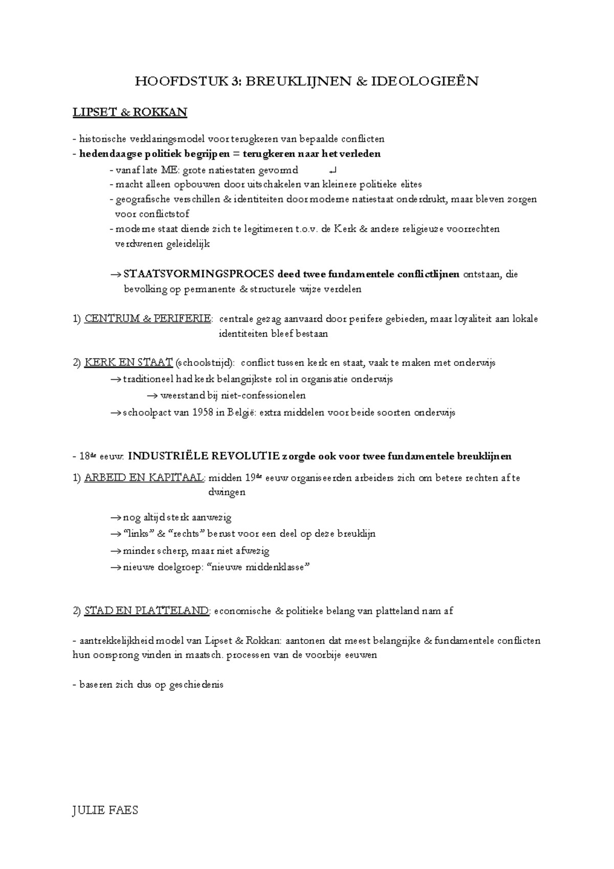 Belangrijke personen - HOOFDSTUK 3: BREUKLIJNEN LIPSET ROKKAN ...