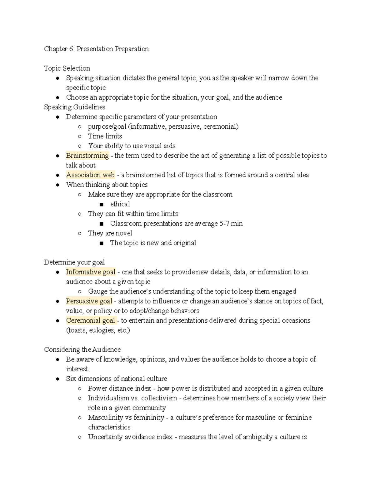 Chapter 6 Notes Presentation Preparation - Chapter 6: Presentation ...