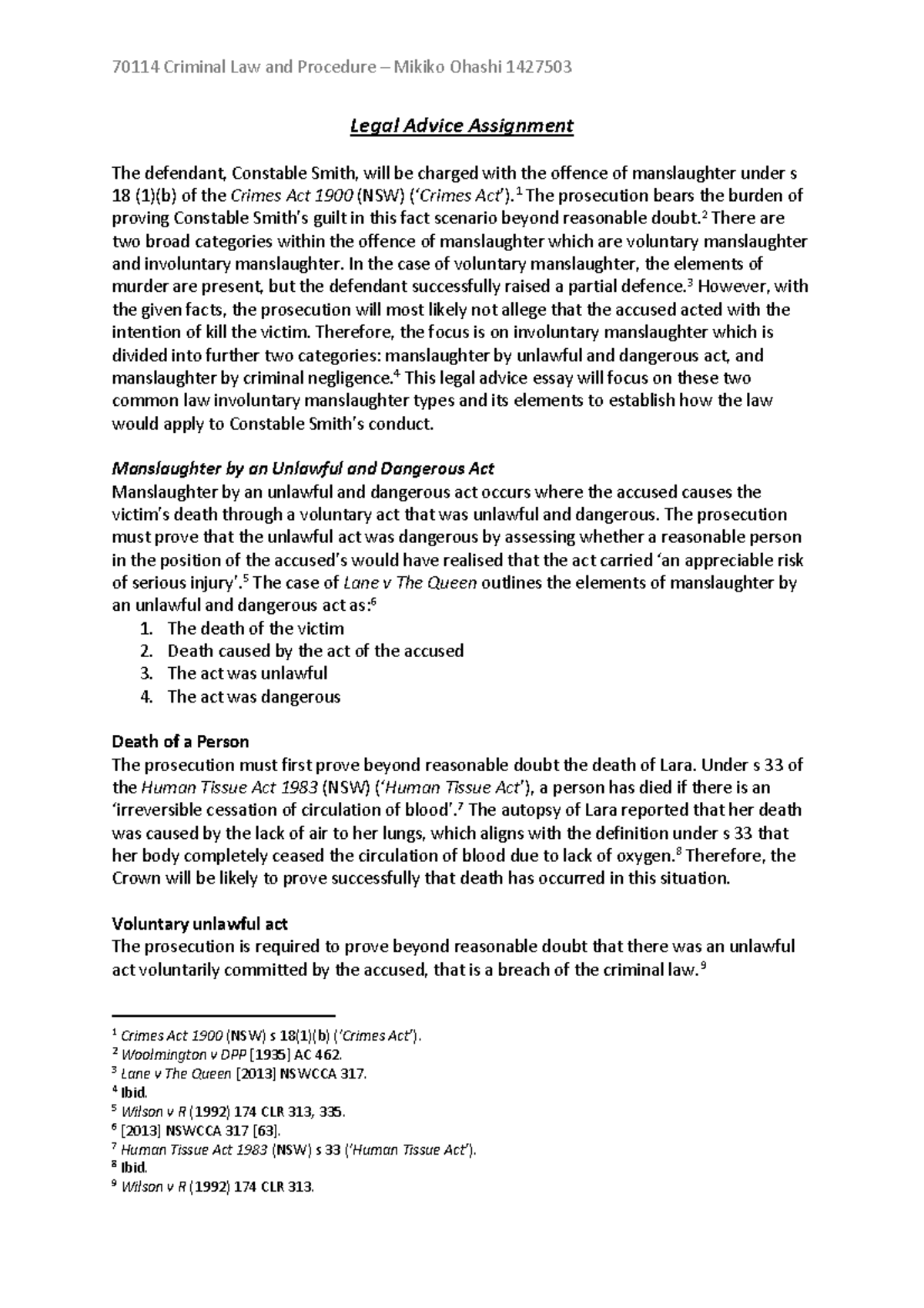 Criminal Law and Procedure Legal Advice Assignment - Legal Advice ...